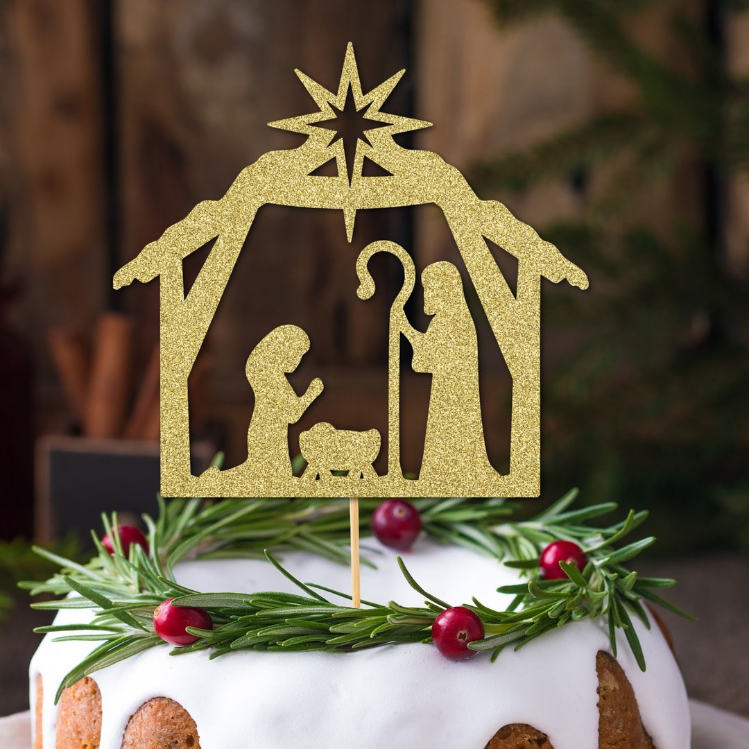 Baby Jesus Glitter Cake Topper, Christmas Decoration, Religious Cake ...