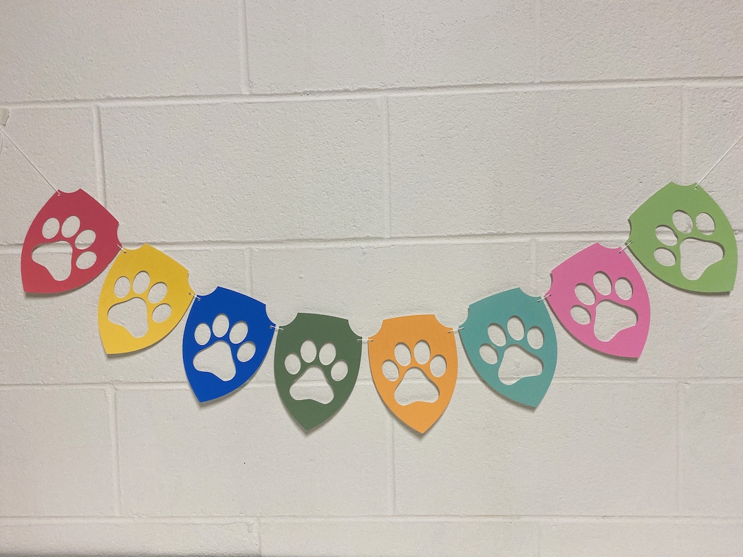 Dog Paw Print Banner: Colorful Puppy Party Decorations - Etsy