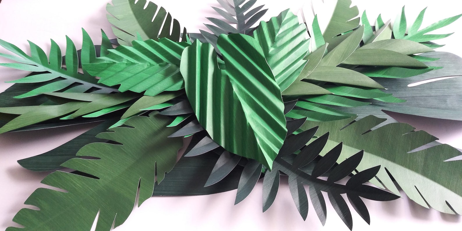 DIY TROPICAL CENTERPIECE 13 Tropical Paper Leaves Shades of | Etsy