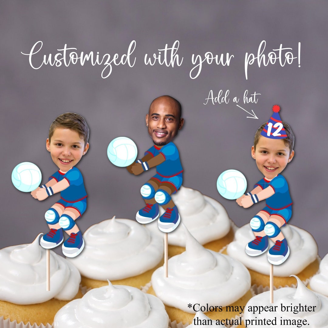 Custom Photo Volleyball Cupcake Toppers: Sports Party Decor - Etsy