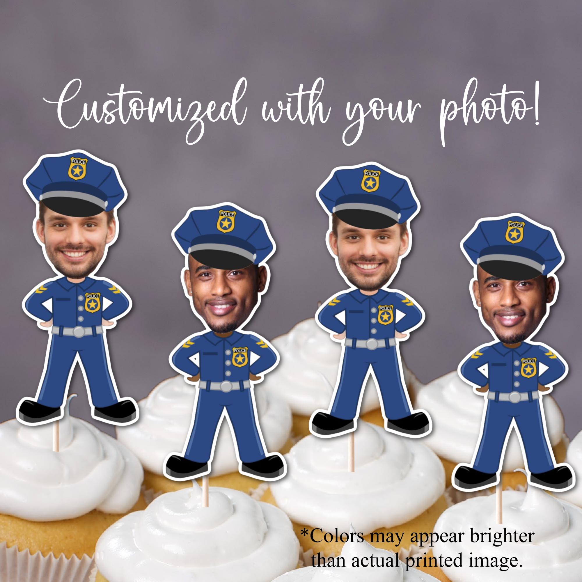 Custom Photo Police Officer Cupcake Toppers - Etsy