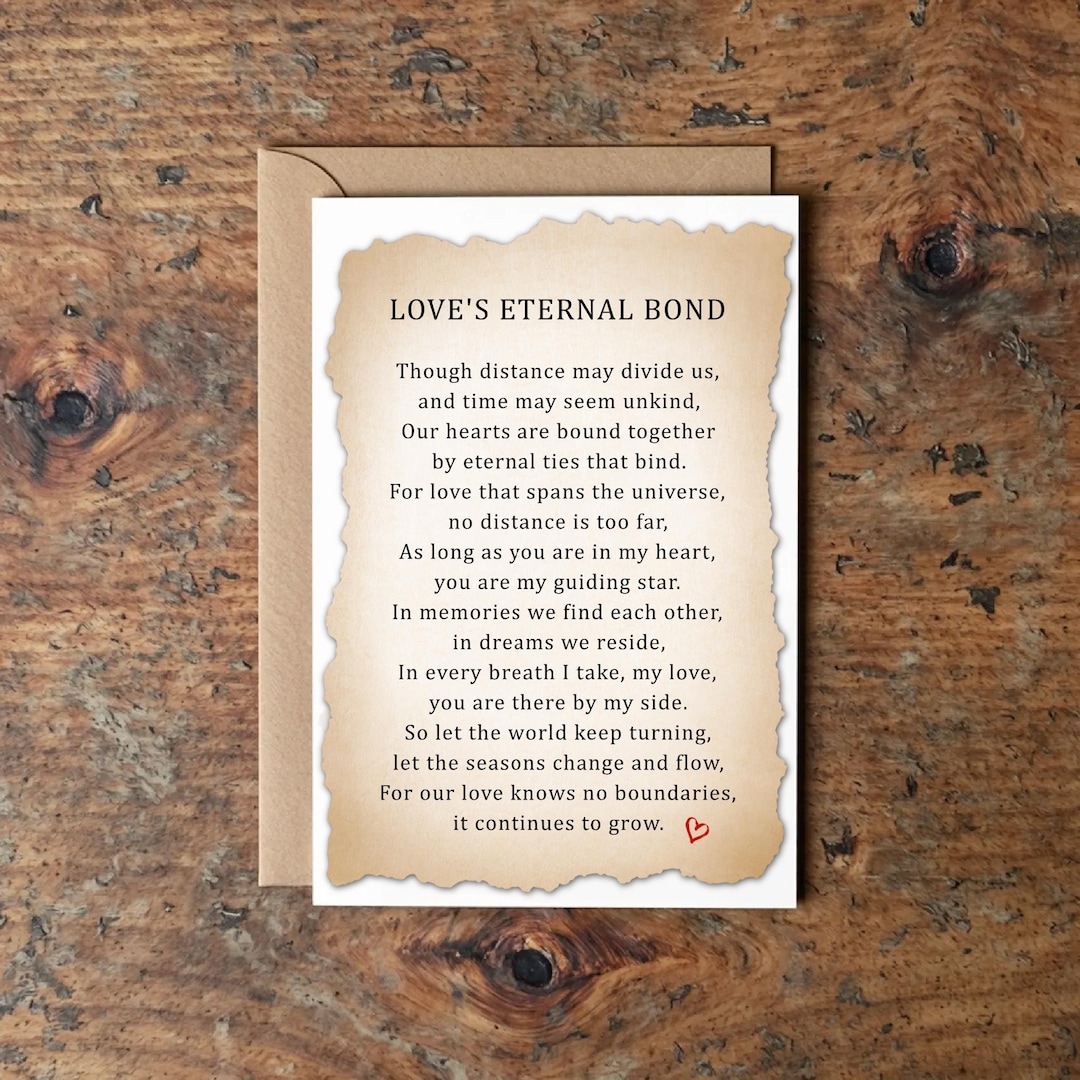 Handmade Love's Eternal Bond Poem Card: Valentine's Day, Anniversary ...