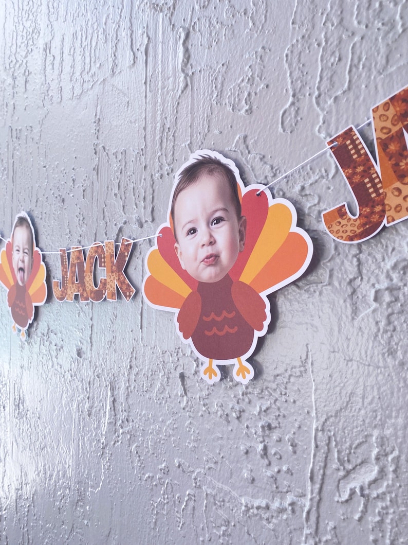 Personalized Thanksgiving Turkey Photo Banner – Custom Name Fall ...