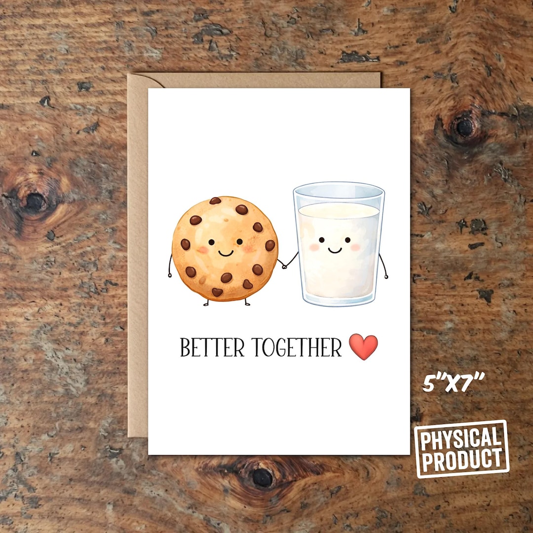 Better Together – Cute Cookie & Milk Love Card - Etsy