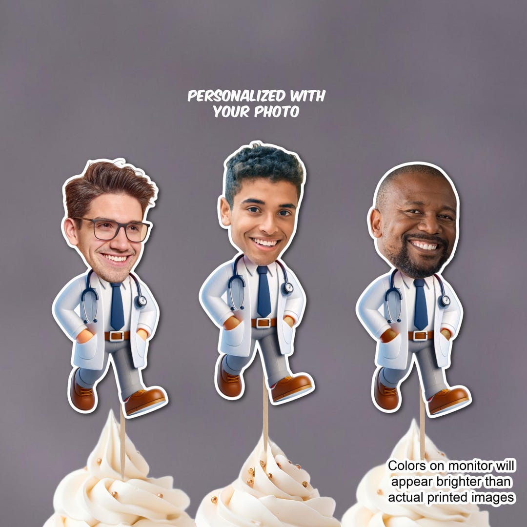 Custom Male Doctor Cupcake Toppers, Personalized Cupcake Toppers ...