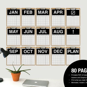 Printable Modern Modular Wall Calendar and Organizers! Big, Bold, B&W ...
