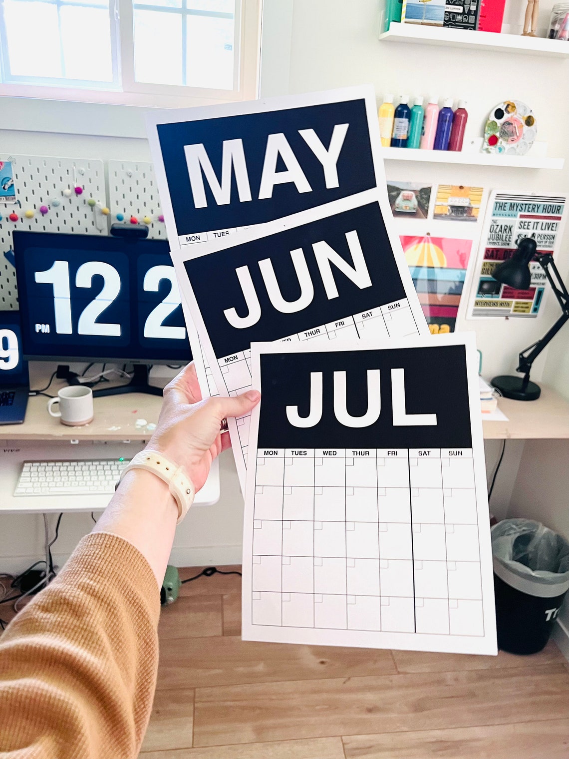 Printable Modern Modular Wall Calendar and Organizers Big, Bold, B&W ...