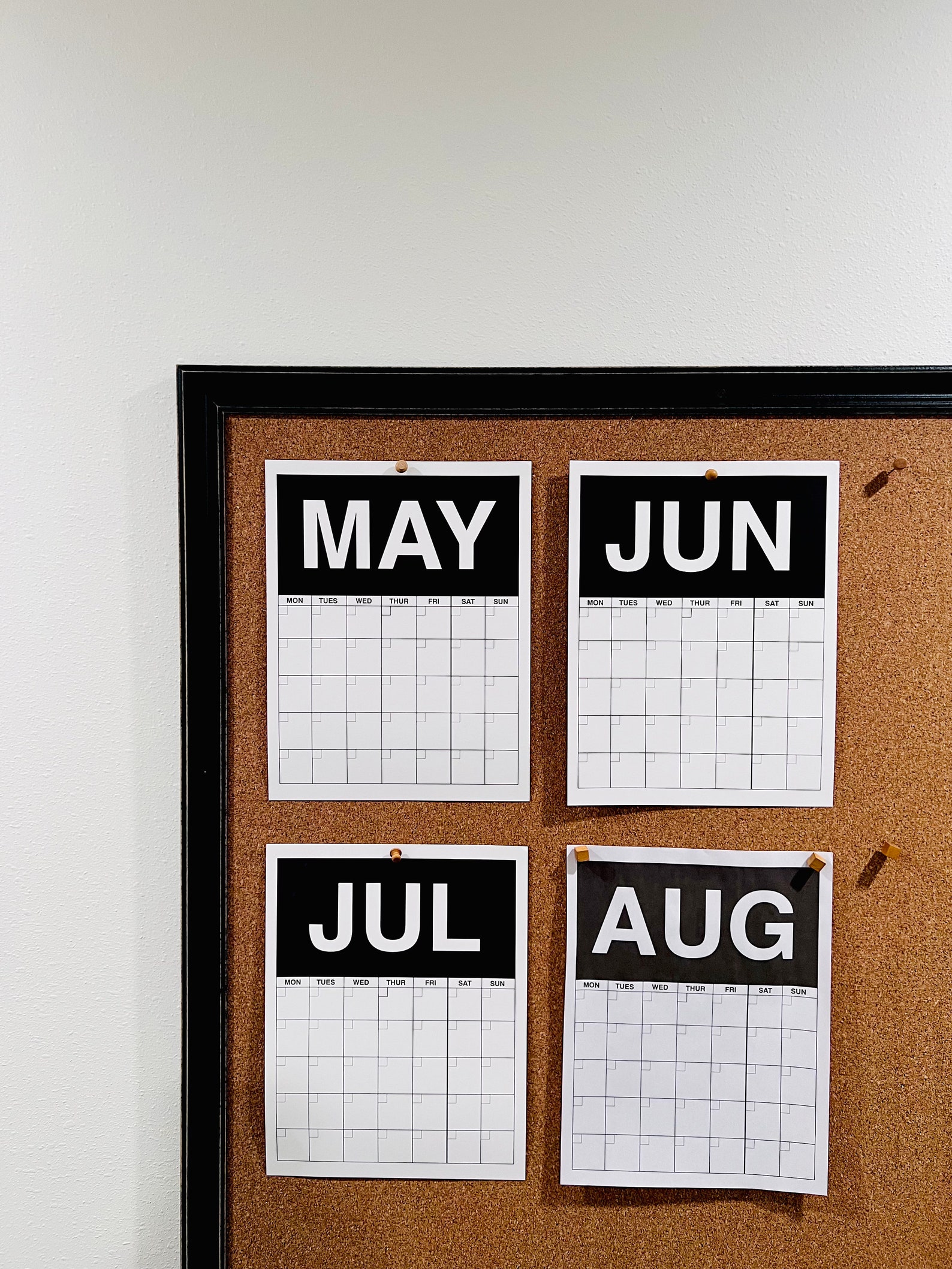 Printable Modern Modular Wall Calendar and Organizers! Big, Bold, B&W ...