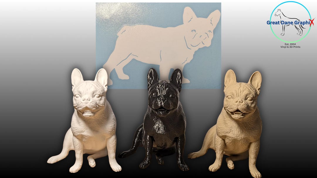 French Bulldog Figure & Decal Set - 3D Printed - Paintable DIY Dog Art ...