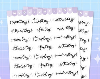 Days of the Week Stickers Weekday Stickers Work Week Stickers Friday ...