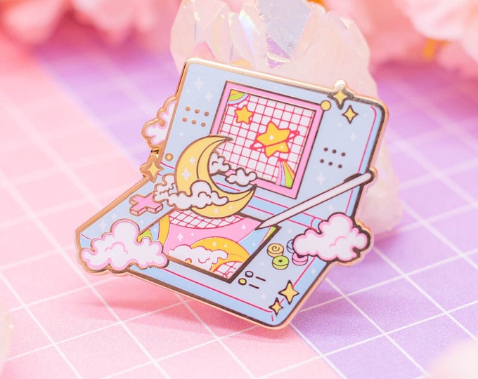 DS Moon Lite Enamel Pin Cute Pastel Blue Lapel Pin, Dslite Pin, Moon ...