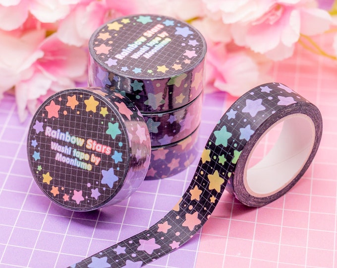 Rainbow Stars Washi Tape Colorful Starry Decorative Tape for Bullet ...