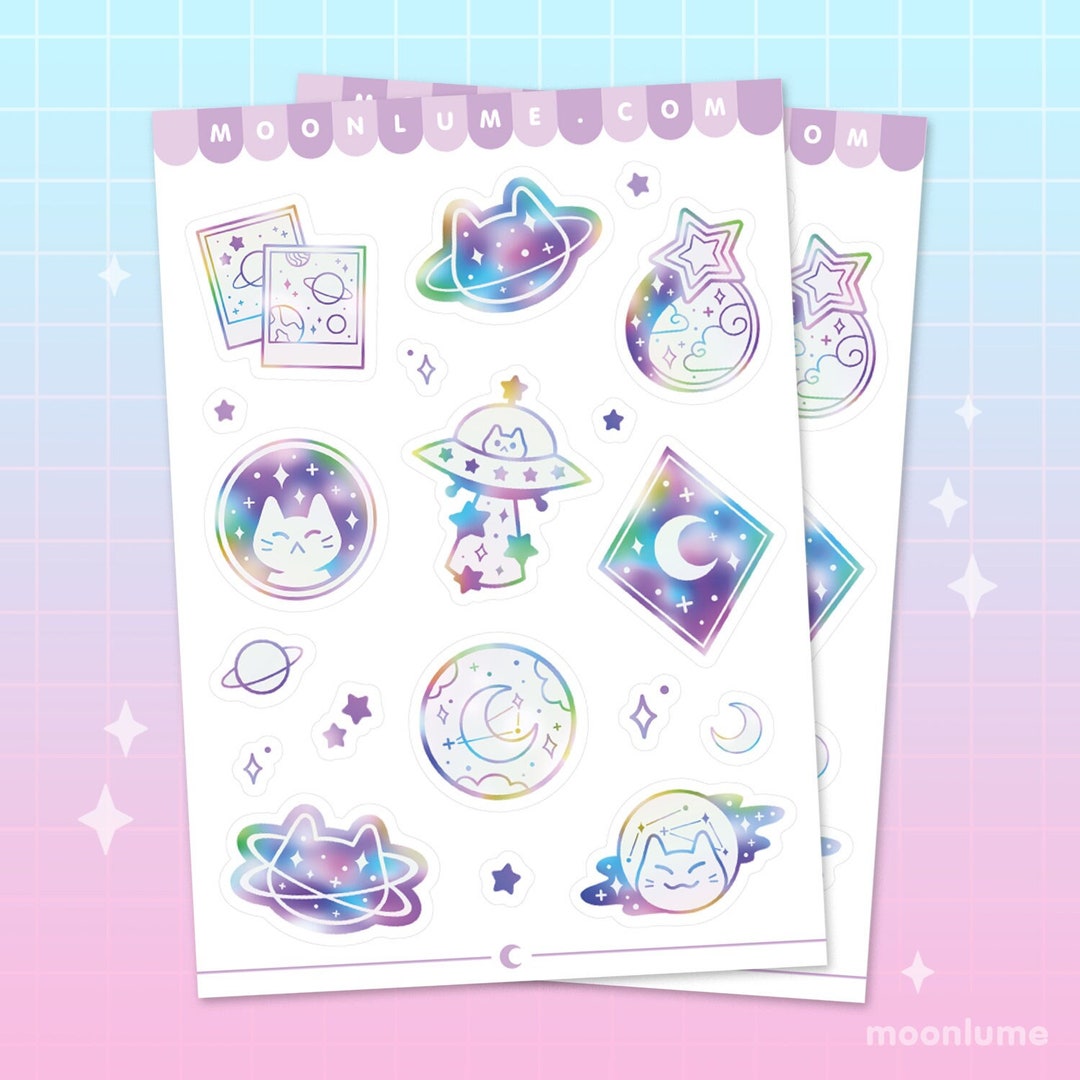 MEOWTER SPACE STICKERS - Matte Vinyl Sticker Sheet - 19 Cute Aesthetic ...