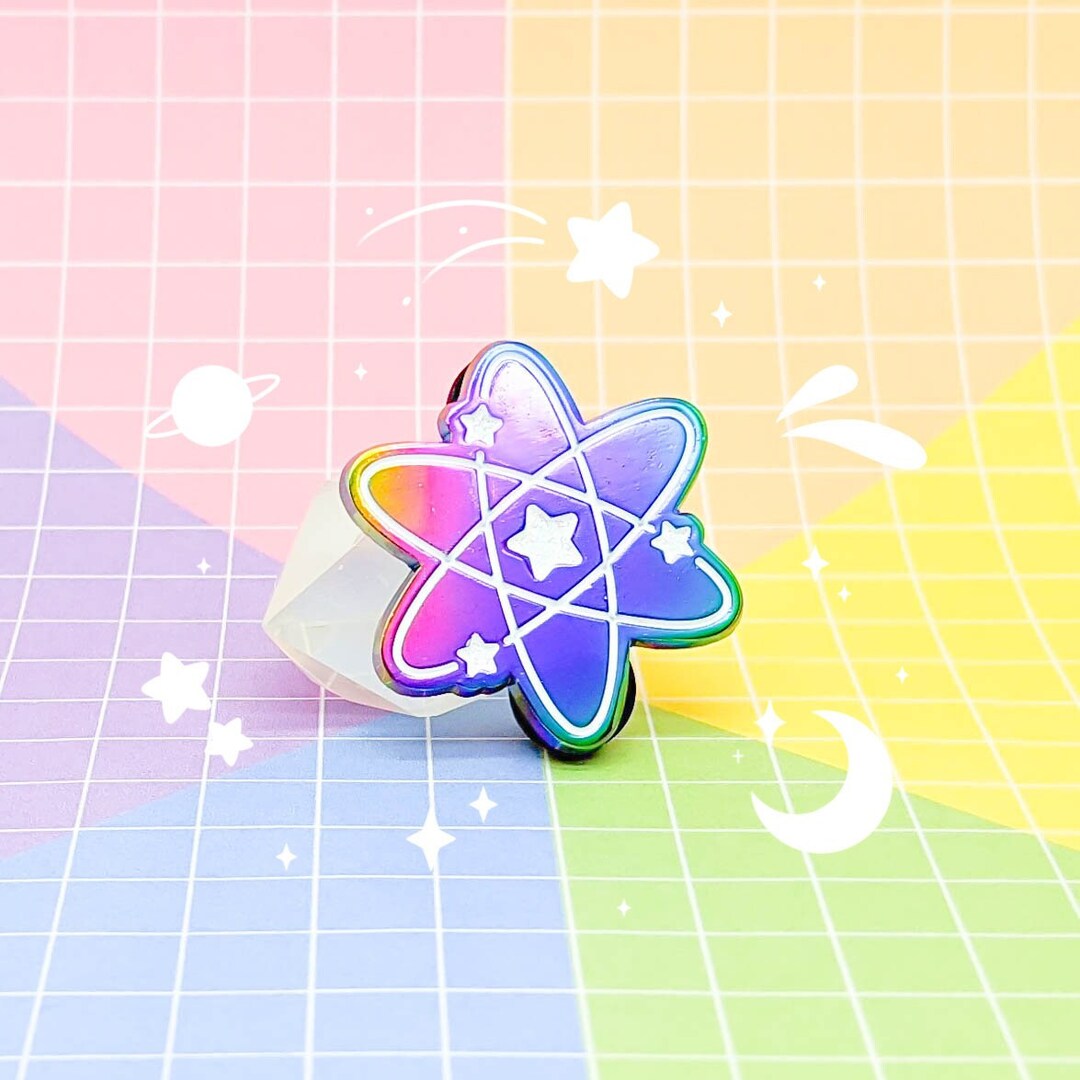Starry Atom Rainbow Metal Enamel Pin Cute Cosmic Lapel Pin, Kawaii ...