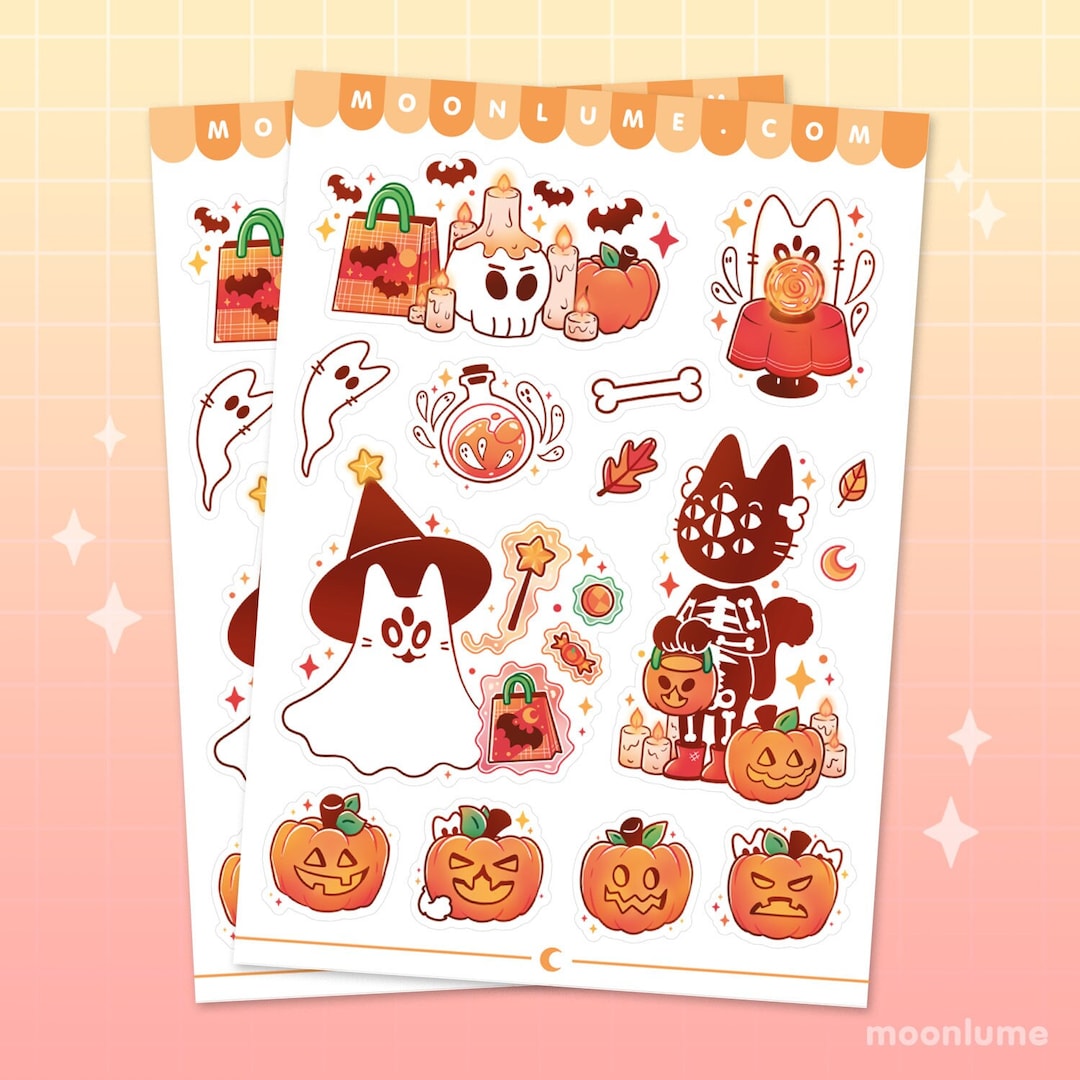 SPOOKY HALLOWEEN Sticker Sheet - 14 Cute Matte Vinyl Waterproof ...