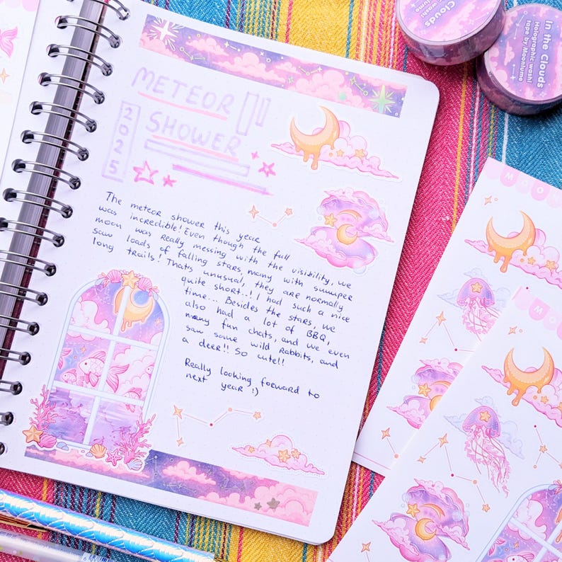Cosmic Swim Aesthetic Sticker Sheet - 14 Cute Matte Vinyl Waterproof ...