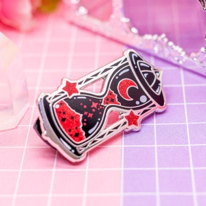 Blood Moon Hourglass Enamel Pin - Cosmic Lapel Pin, Dnd Accessories ...