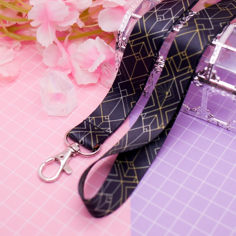 Black Geometric Lanyard - Etsy