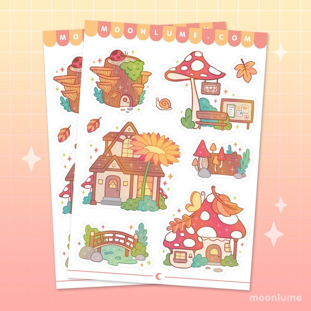 TINY ENCHANTED FOREST Sticker Sheet - 9 Matte Vinyl Waterproof Stickers ...