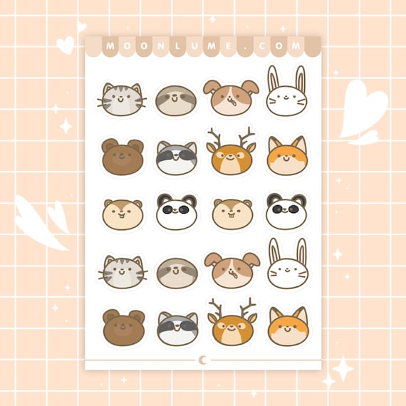 Home & Living Kawaii Sticker Sheets Cute Animals Sticker Sheets Office ...