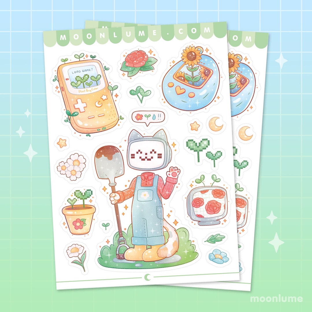 VIRTUAL GARDEN Sticker Sheet - 17 Cute Matte Vinyl Waterproof Stickers ...