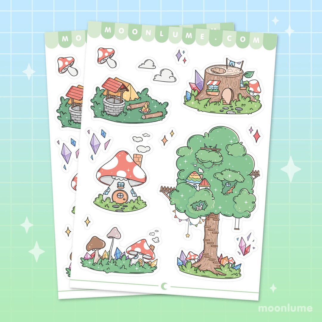 ENCHANTED FOREST Sticker Sheet 13 Matte Vinyl Waterproof Stickers ...