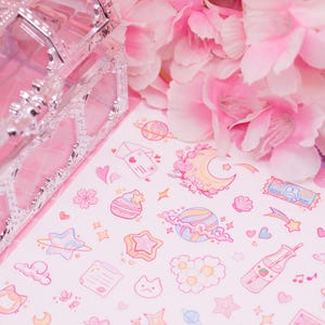 PINK AESTHETIC Sticker Sheet - 76 Cute Matte Vinyl Waterproof Stickers ...