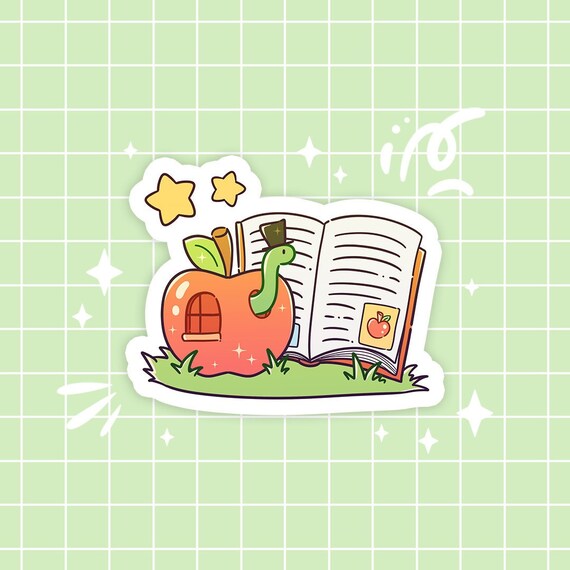 BOOKWORM Matte Vinyl Sticker Cute Waterproof Sticker Book - Etsy
