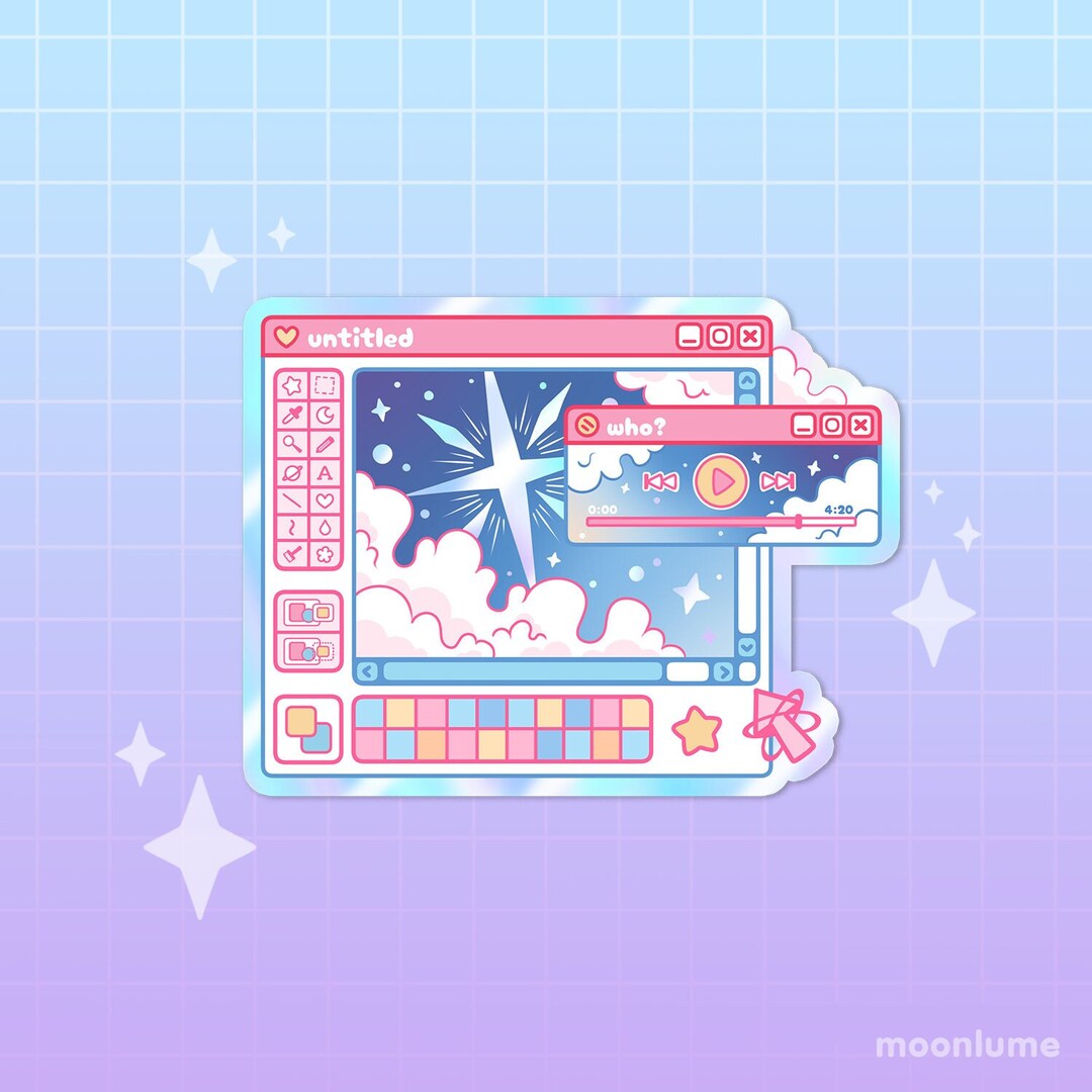 Starry Night Paint UI Holographic Vinyl Sticker Cute - Etsy
