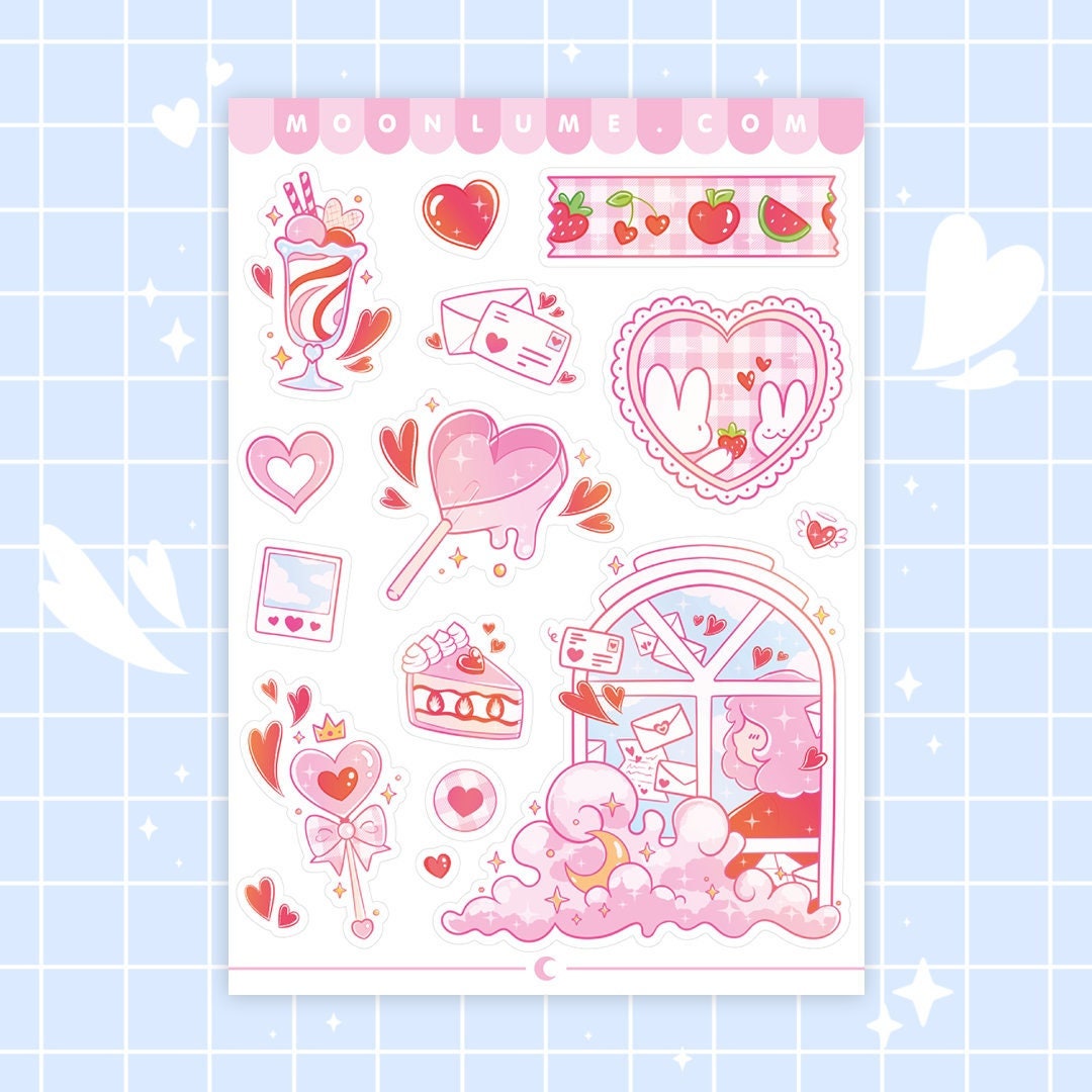 LOVECORE STICKERS Matte Vinyl Sticker Sheet 15 Cute | Etsy