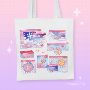 Cosmic Computer Tote Bag - 34x38cm Shopping Bag, Digital Y2k Aesthetic ...