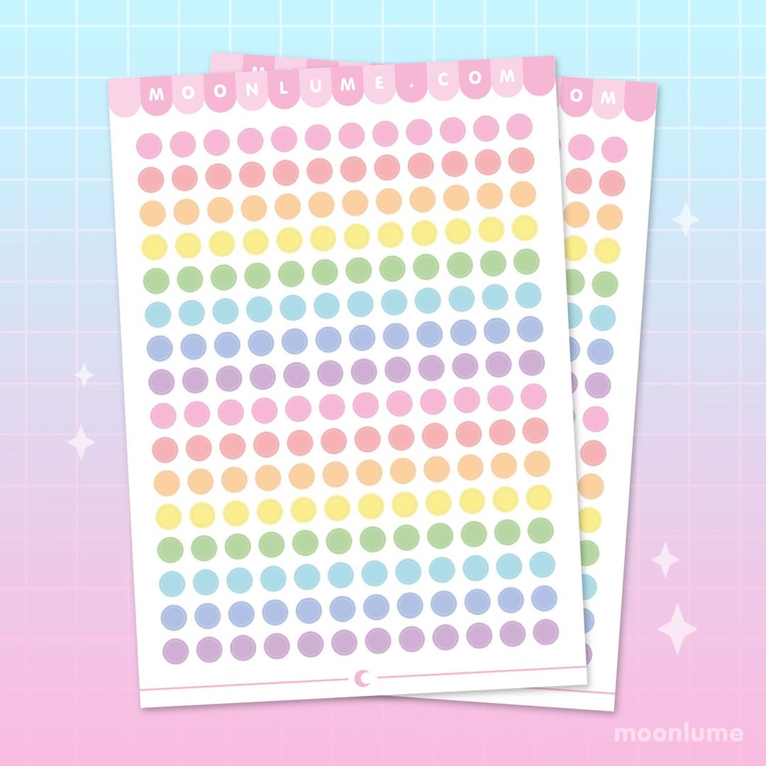 DOT PLANNER STICKERS 192 Rainbow Dot Stickers for Planners and Bullet ...