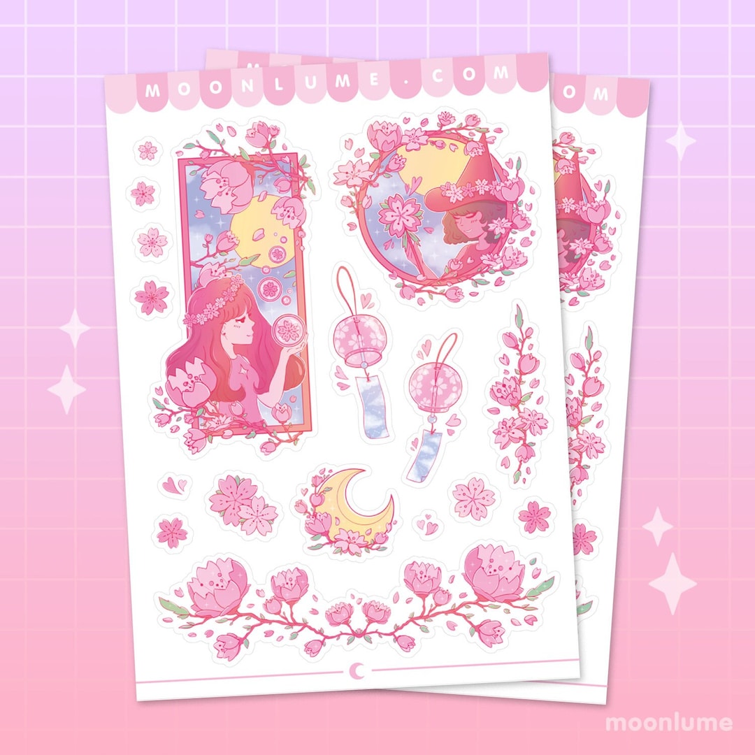 SAKURA SEASON Sticker Sheet 17 Cute Matte Vinyl Waterproof Stickers ...
