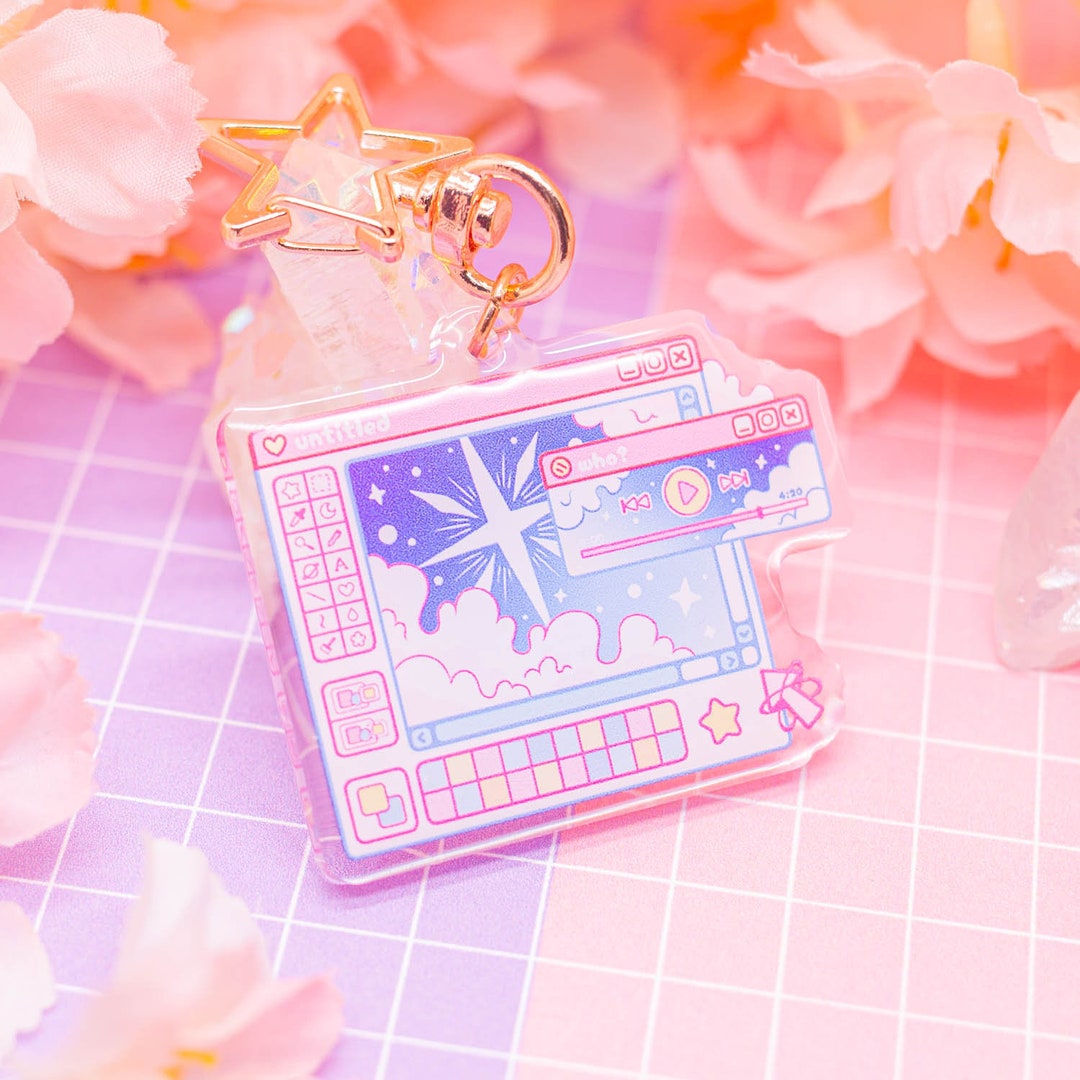 Starry Paint UI Acrylic Keychain Kawaii Cosmic Computer Acrylic Charm ...