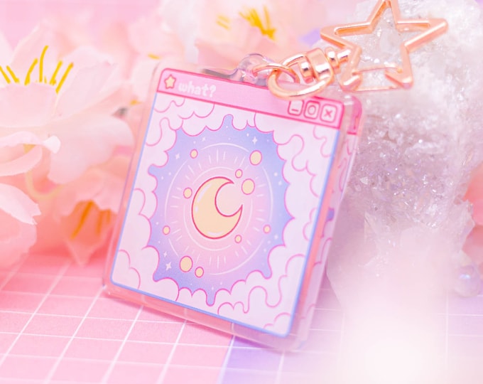 Moon UI Acrylic Keychain - Kawaii Cosmic Computer Acrylic Charm, Cute ...
