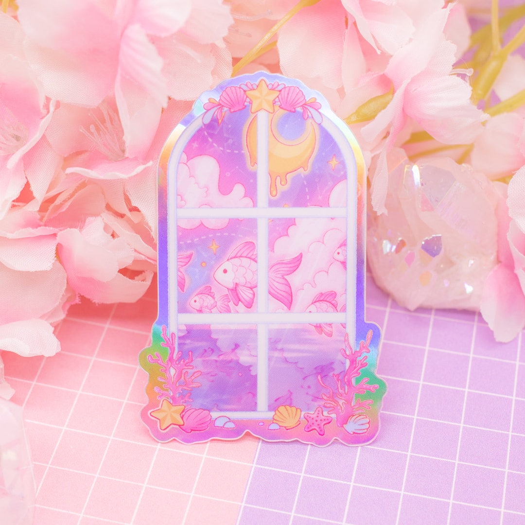 Cosmic Ocean Window Holographic Vinyl Sticker Cute Cosmic Sticker ...