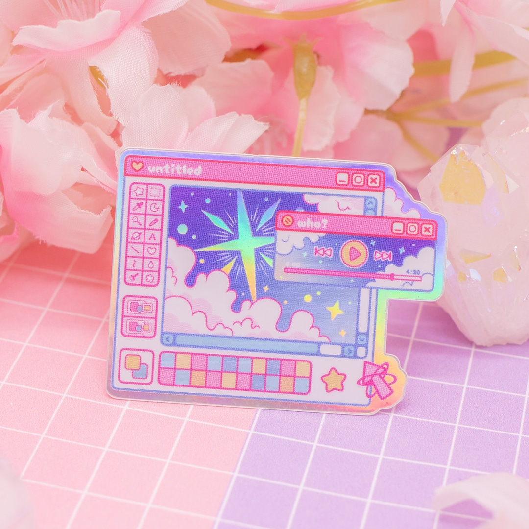 Starry Night Paint UI Holographic Vinyl Sticker Cute Waterproof Sticker ...