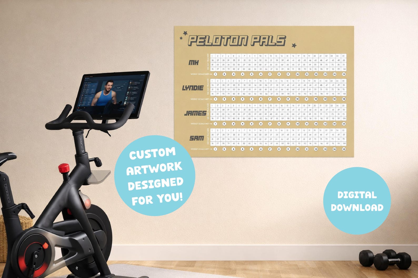 Custom Peloton Workout Tracker Sticker Chart | Digital Download | Group ...