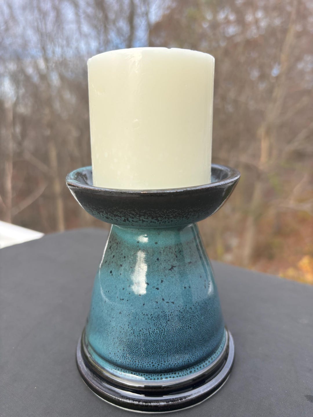 Pillar Candle Holder, Ceramic Candle Holder, Handmade Candle Holder, Stoneware Pillar Candle ...