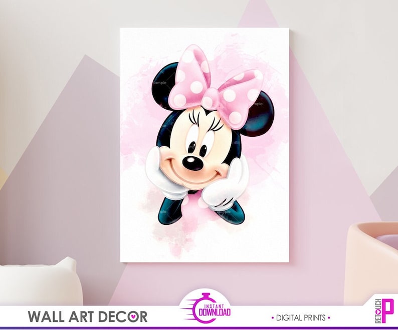 Minnie Mouse Poster Minnie Wall Art Decor Watercolor Room - Etsy UK