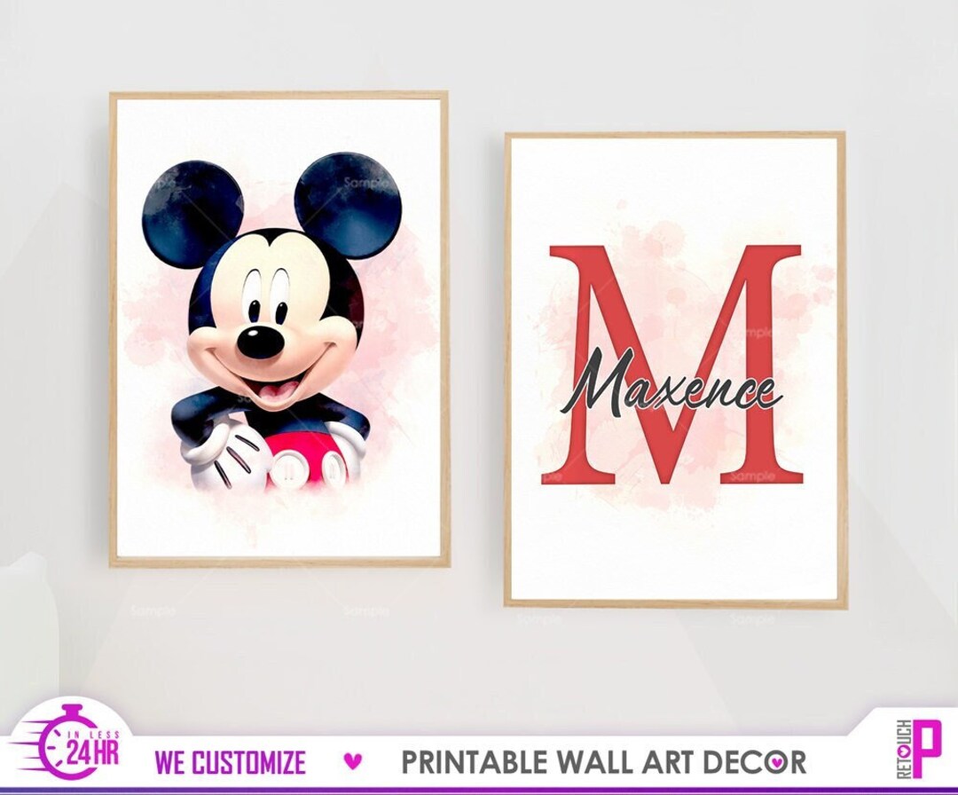 Mickey Mouse Custom Name Print, Mickey Mouse Art Poster Prints ...
