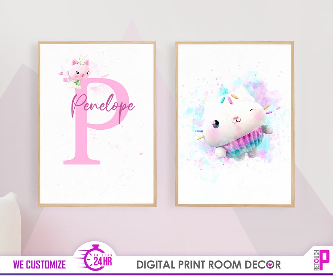 Cakey Cat Gabby Dollhouse Poster Room Decor, Custom Name Digital Print ...