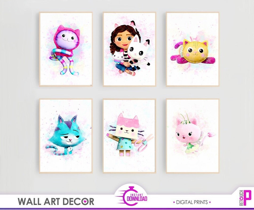 Gabby Dollhouse Girls Bedroom, Wall Art Decor, Printable Gabby ...