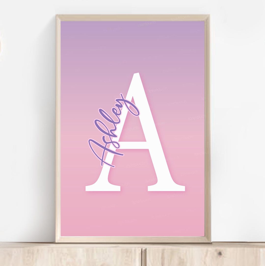 Personalized Initial Name Print for Girls – Custom Nursery Wall Art ...