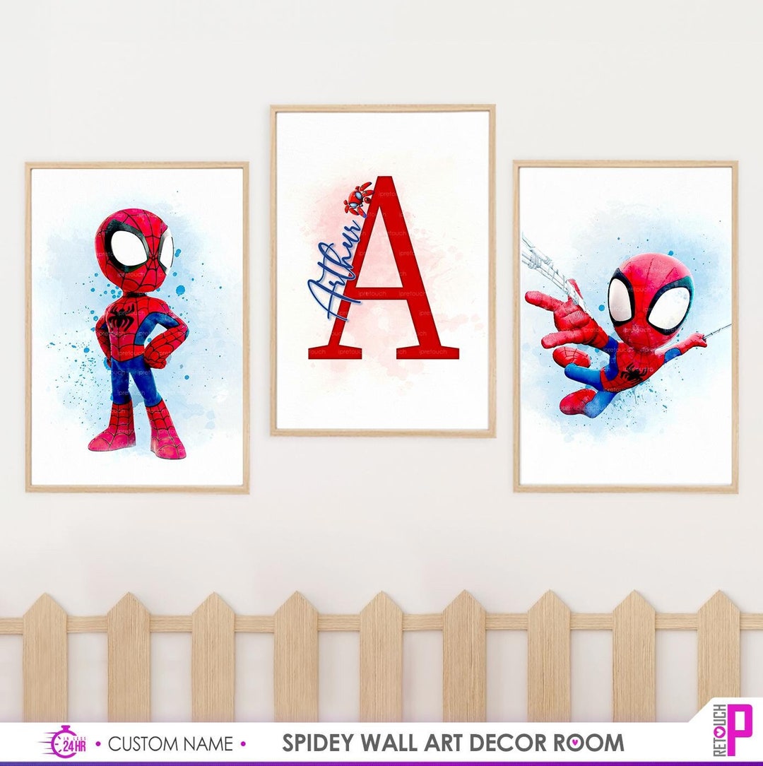 Spidey and Friends Wall Art - Custom Nameful Nursery Decore - Artful ...