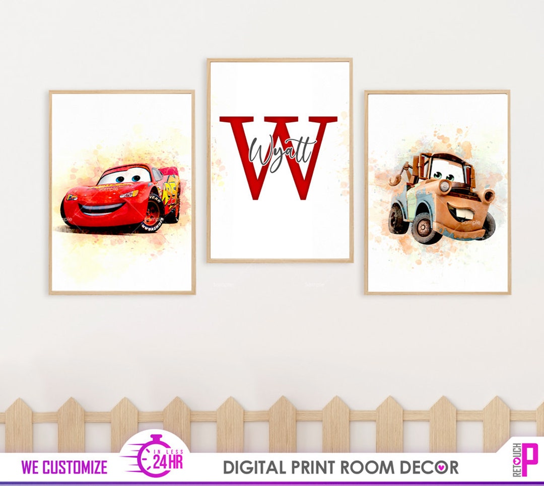 Cars Custom Name Print, Cars Art Poster Set of 3 Prints, Personalized ...