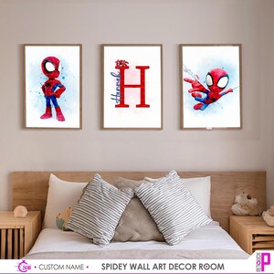 Spidey and Friends Wall Art - Custom Nameful Nursery Decore - Artful ...