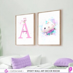 Cakey Cat Gabby Dollhouse Poster Room Decor, Custom Name Digital Print ...