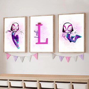 Ghost Spidey Wall Art - Custom Name Room Decor Gift - Bundle Wall Art ...