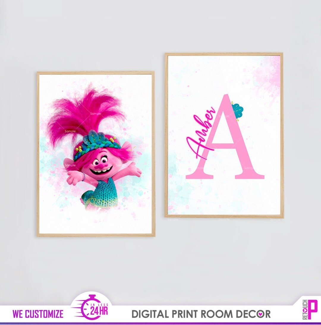 Trolls Poppy Custom Name Print Wall Art Decoration, Trolls Poster Art ...